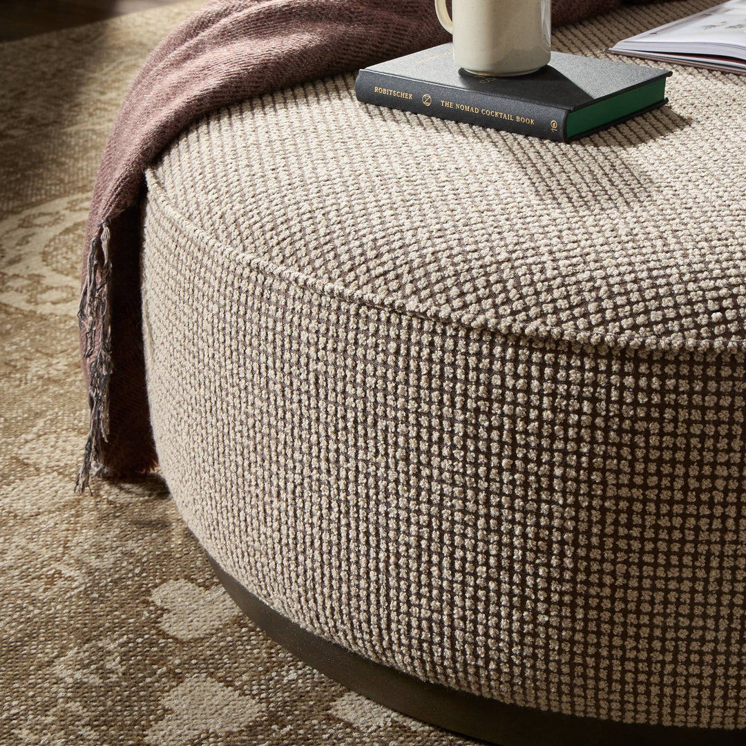 Sinclair Large Round Ottoman - Taupe